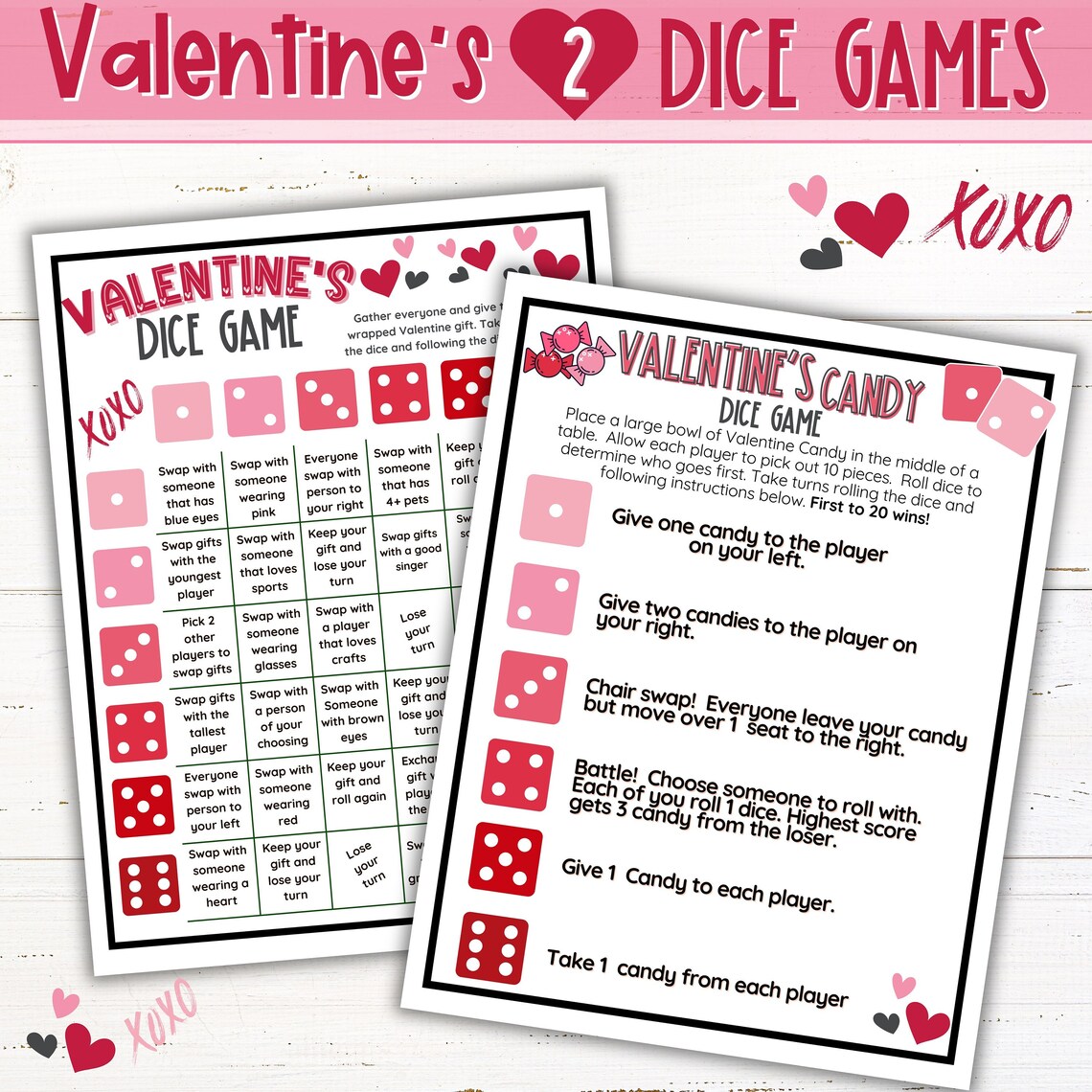 Valentines Dice Game | Valentine's Day Dice Activity | Two Printable ...