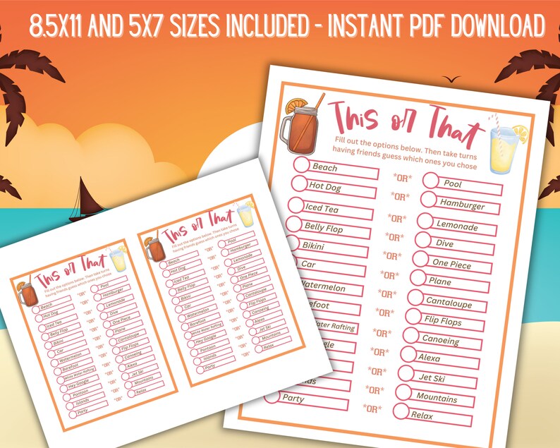 Summer This or That Game | Printable Summer This or That Activity ...