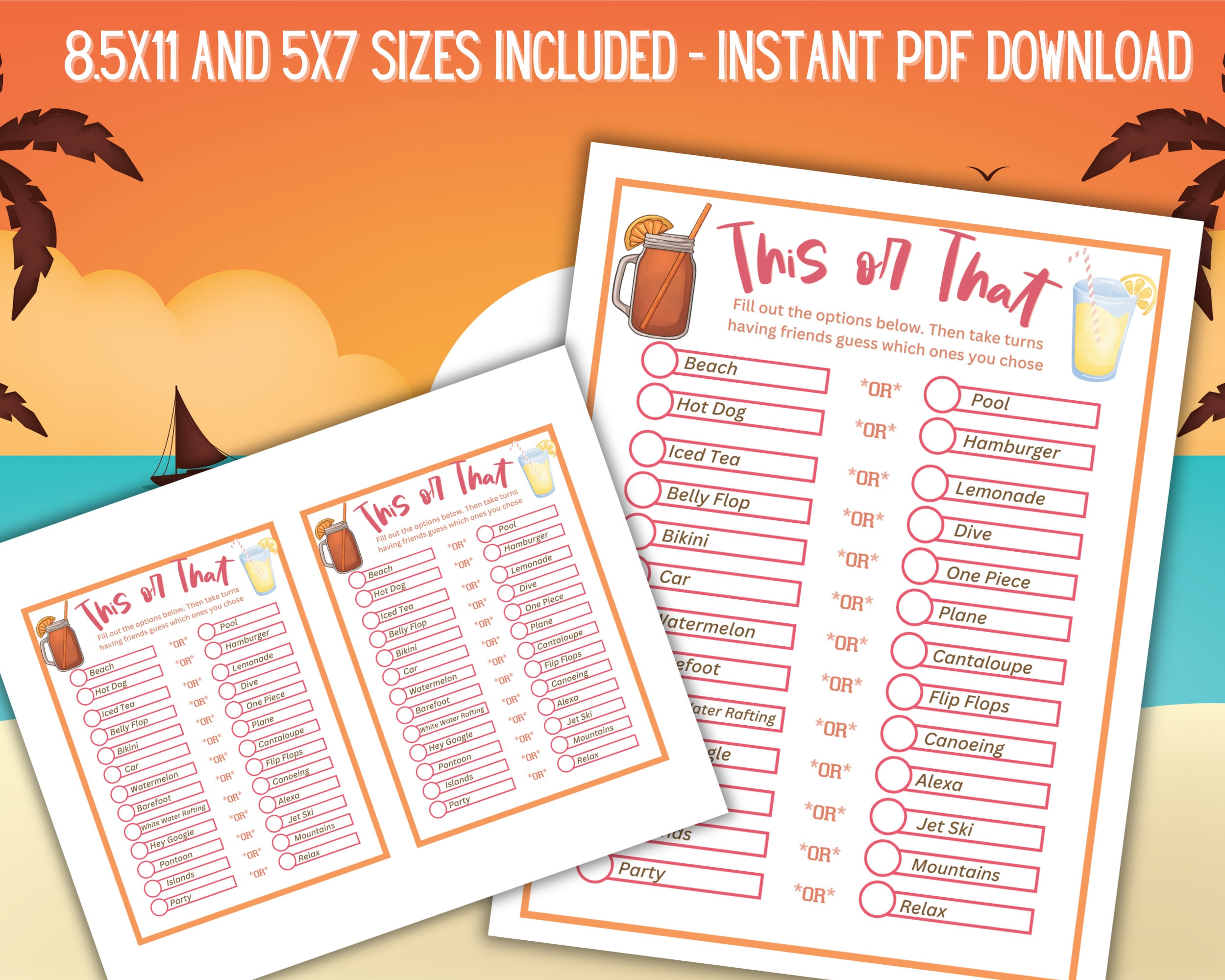 Summer This or That Game | Printable Summer This or That Activity ...