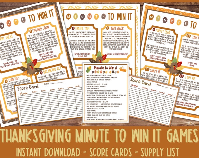 Thanksgiving Minute to Win It | Thanksgiving Party Game | Kids ...
