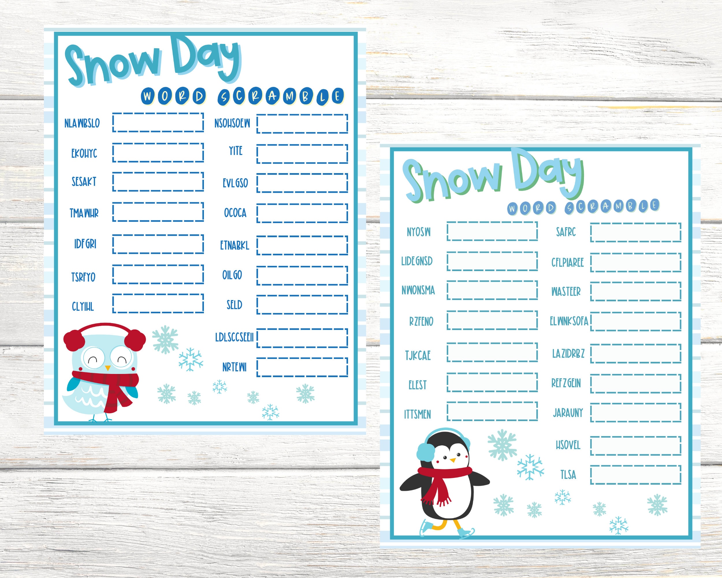 Snow Day Word Scramble, Word Scramble, Kids Snow Day Games, Snow Day ...