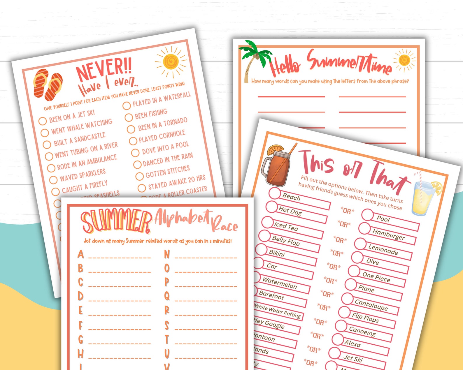 Summer Games | Printable Summer Game Bundle | Summer Games Kids Adults ...