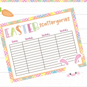 Easter Scattergories Printable Game | Easter Scattergories | Kids ...