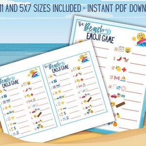Beach Emoji Game Set | Printable Summer Emoji Game | Kids | Teens ...