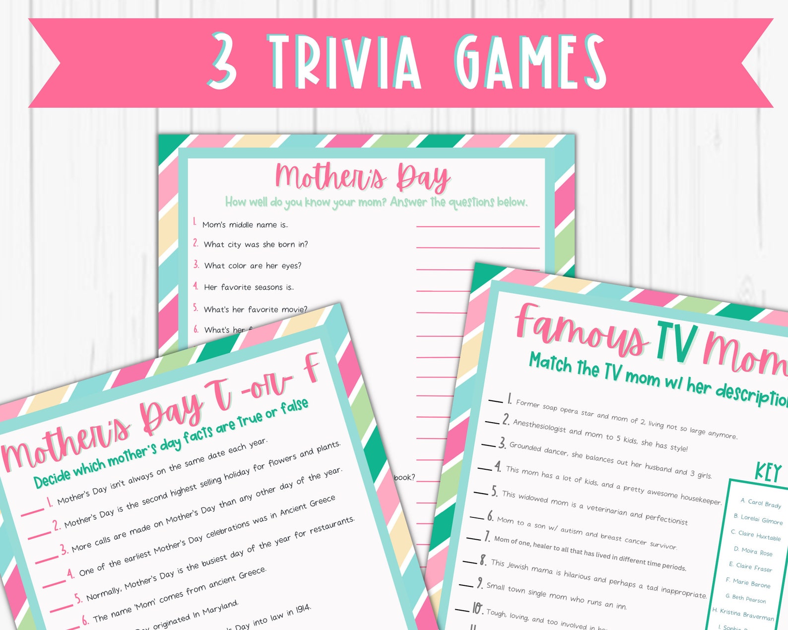 Mother's Day Games | Printable Mother's Day Game Bundle | Party Games ...