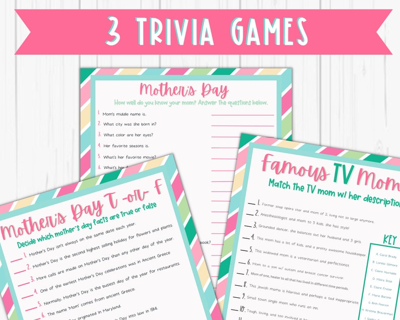 Mother's Day Games | Printable Mother's Day Game Bundle | Party Games ...