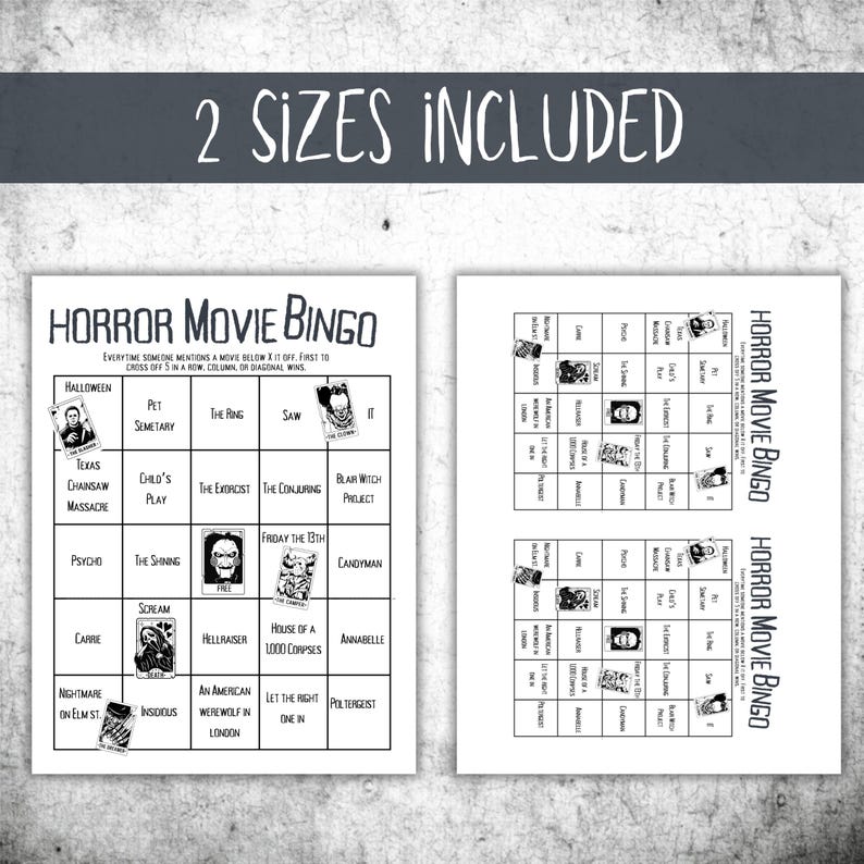 Horror Movie Bingo, Printable Halloween Bingo Game, Friday the 13th ...