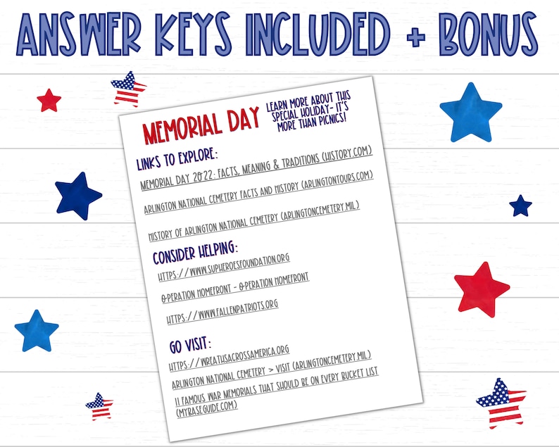 Memorial Day Games Printable Memorial Day Games Party Games Patriotic ...