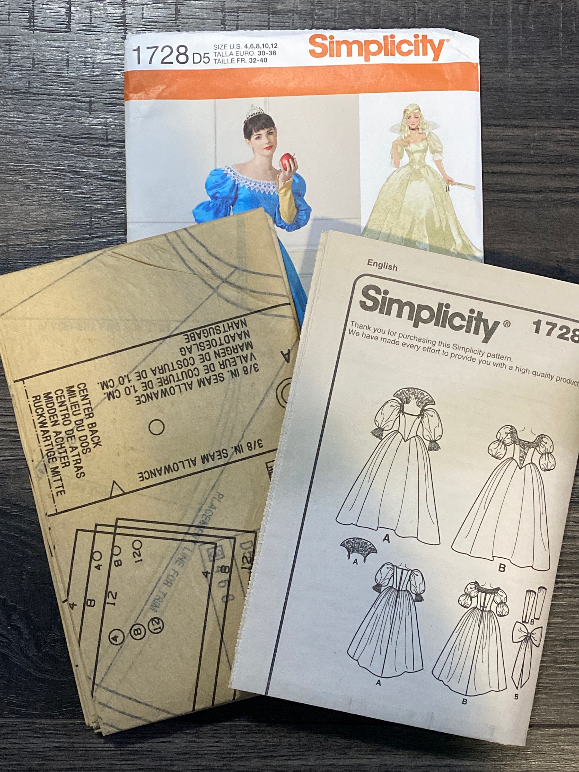 Simplicity S1728 "mirror Mirror" Inspired Dress Costume Sewing Pattern ...