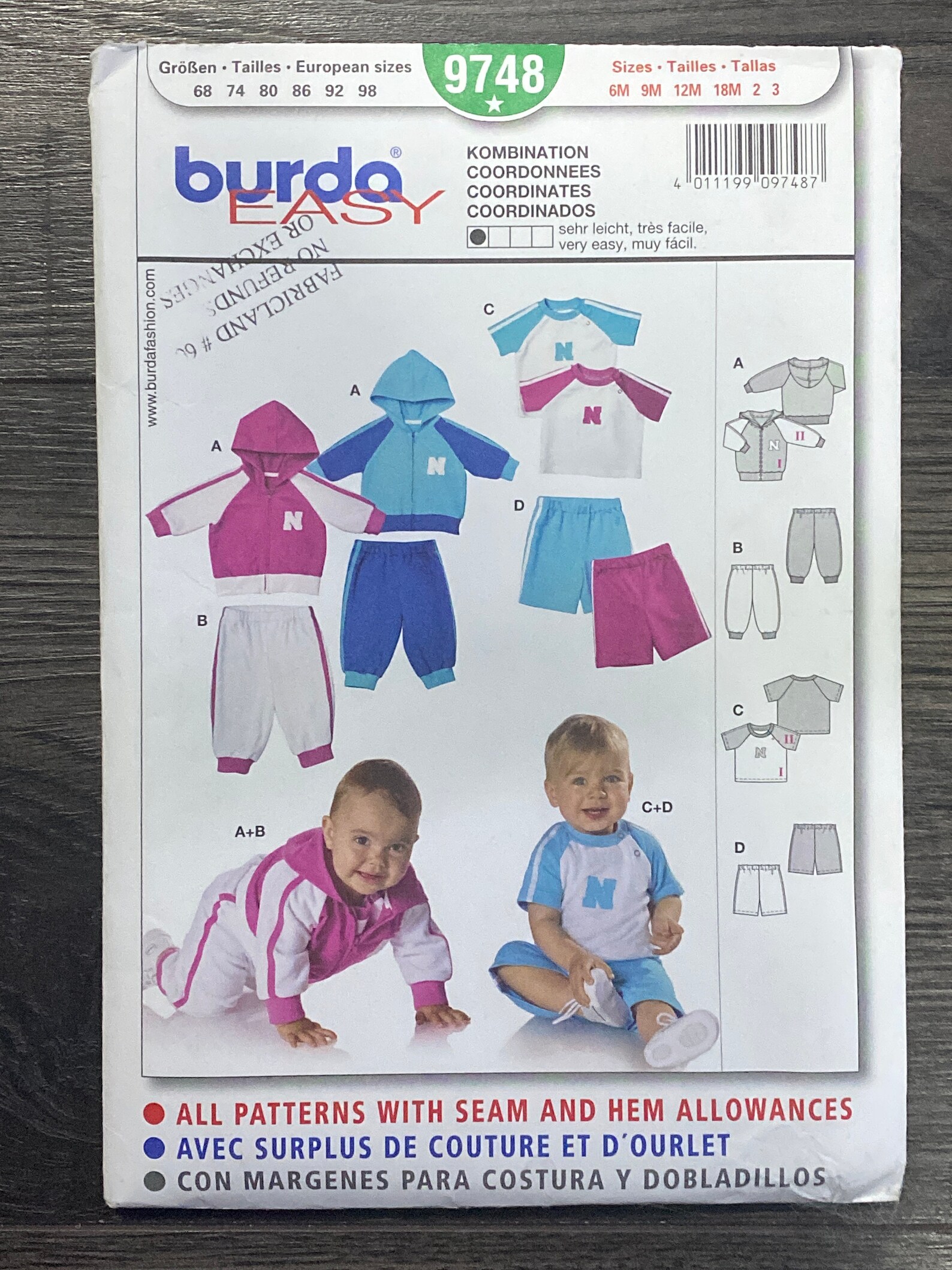 BURDA 9748 Childerens Track Suit Sewing Pattern - Etsy