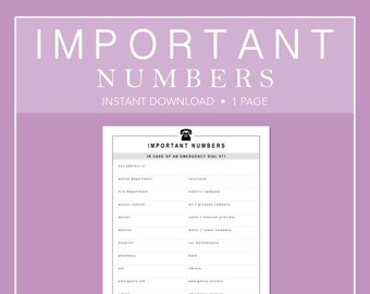Important Numbers - Etsy