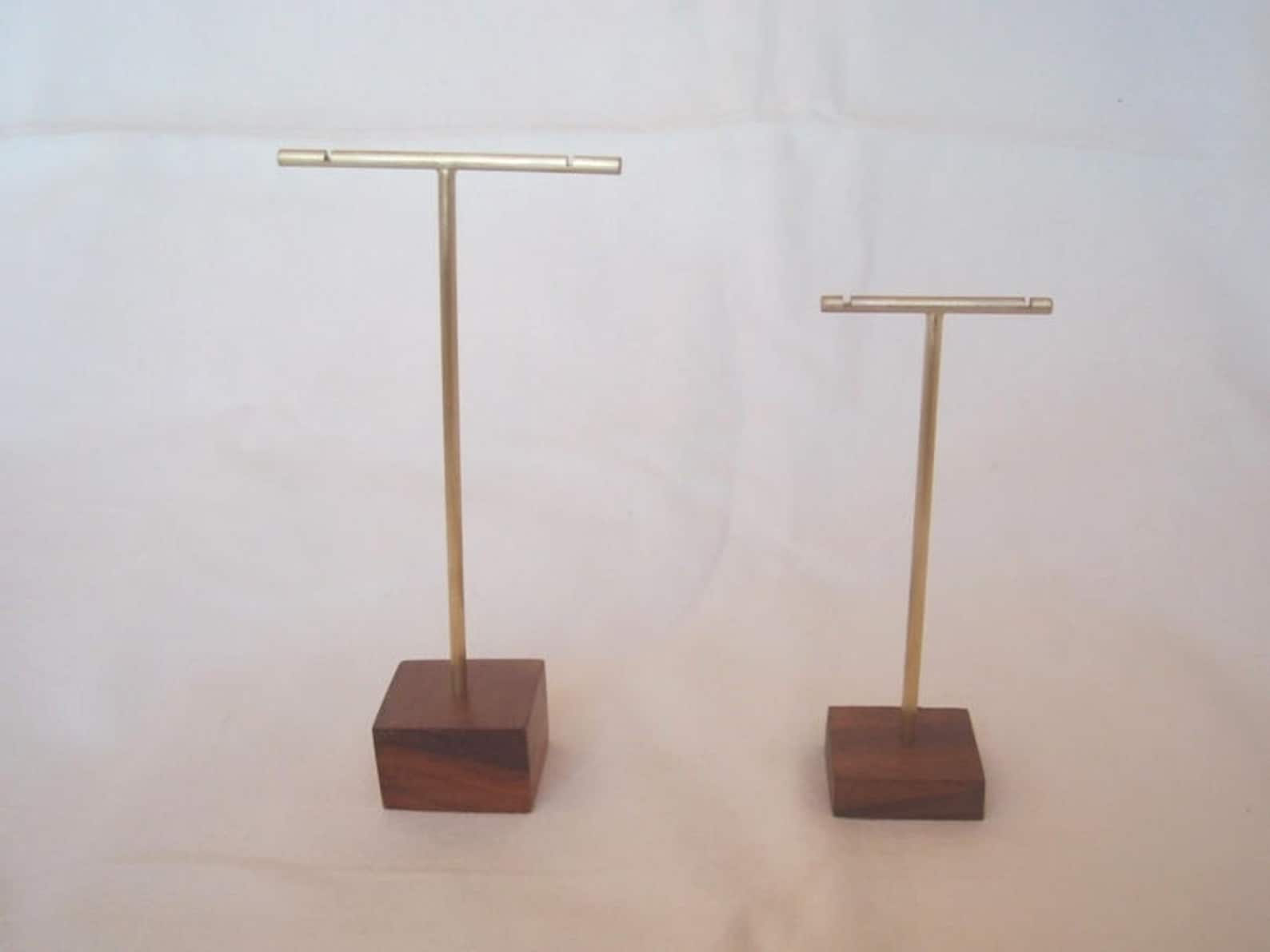 10 Pcs. #GOLD COLOR Earring Displays on Teak Wood Base #jewelry ...