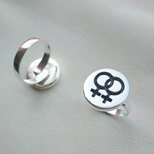 Sterling Silver Lesbian Symbol Rings - Etsy