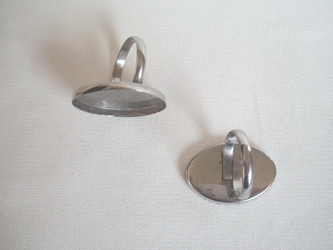 5 Pcs. #STAINLESS STEEL RINGS Base, With Bezel. Oval 3x2 Cm (1.15x0.79 ...