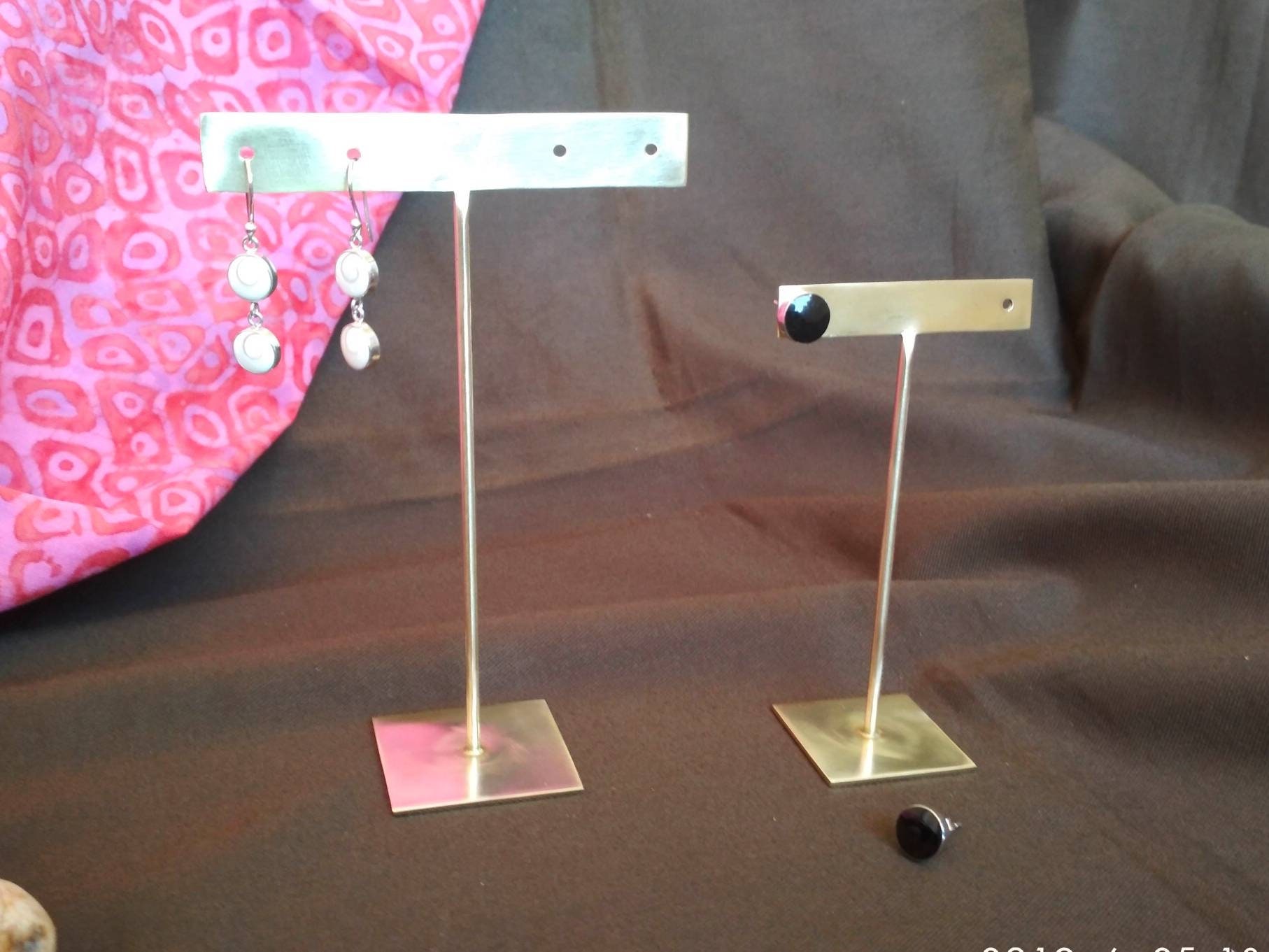 2 Pcs. Set GOLD Color Stud Earrings Displays With METAL BASE ...