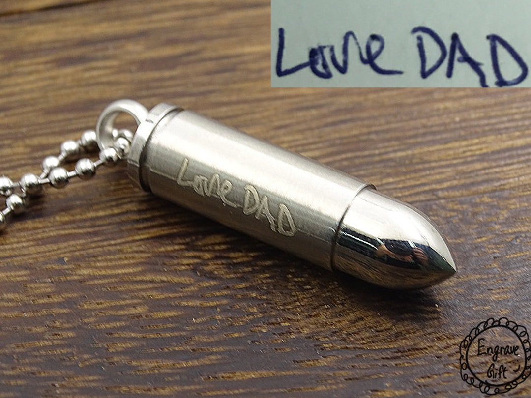 Custom Handwriting Bullet Urn Keepsake Jewelry for Him Personalized ...