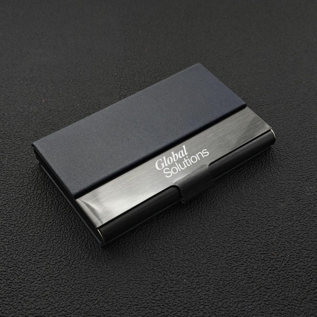 Custom Engraved Business Card Case – Leather & Steel Holder for ...