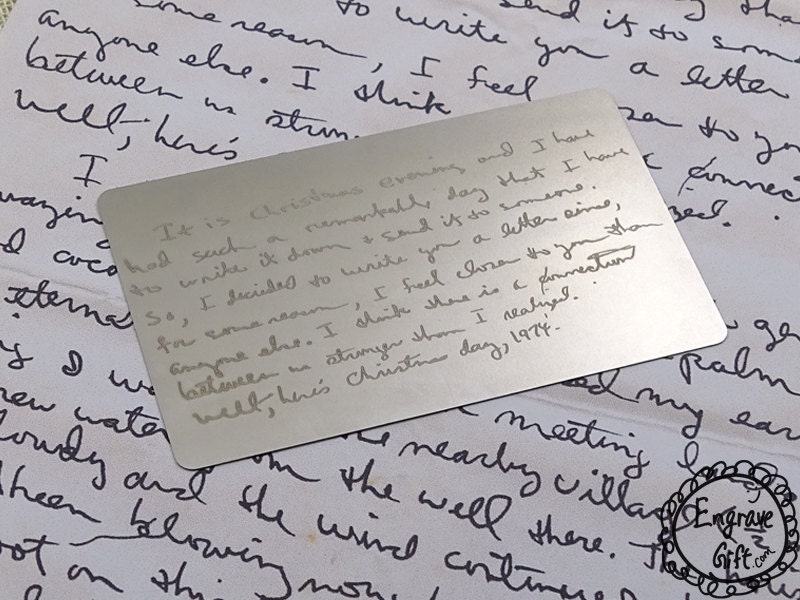 Your Handwriting Personalized Custom Steel Wallet Insert Card | Etsy