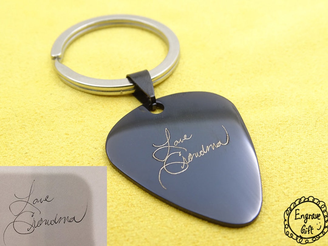 Custom Handwritten Guitar Pick Keychain With Your Handwriting ...