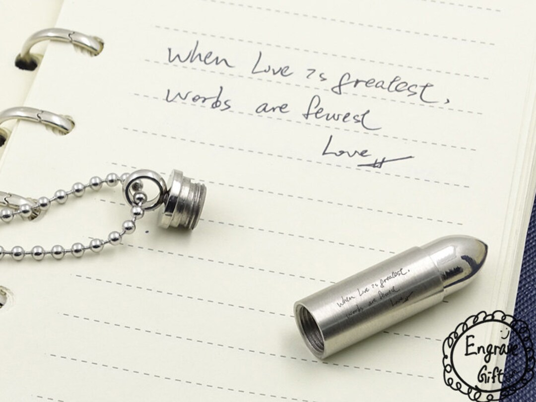 Personalized Handwriting Bullet Urn Pendant - Memorial Ash Keepsake ...