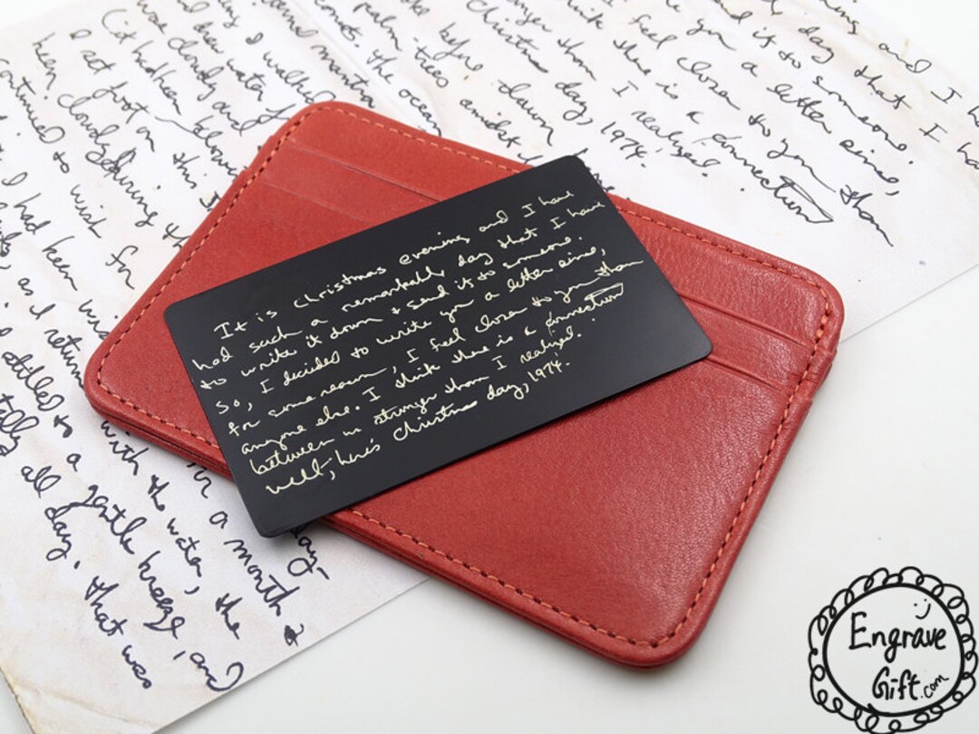 Custom Handwritten Steel Wallet Insert Personalized Autograph Signature ...