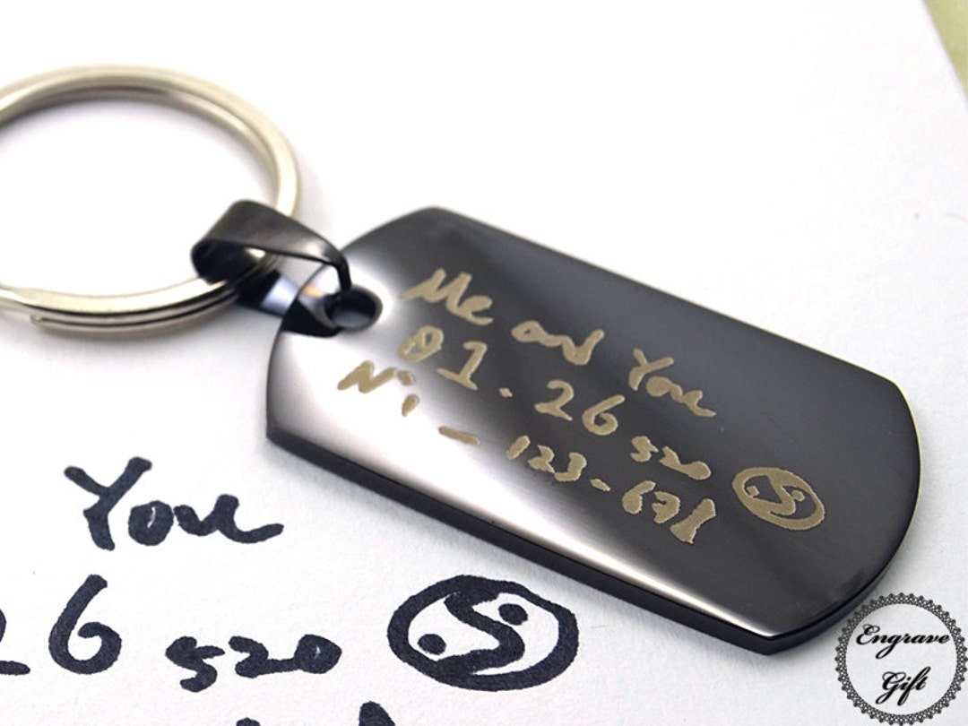 Engraved Stainless Steel Keychain - Custom Handwritten Signature ...