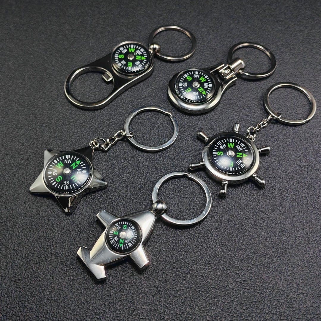 Custom Text Engrave Compass Keychain for Him – Functional Travel Charm ...