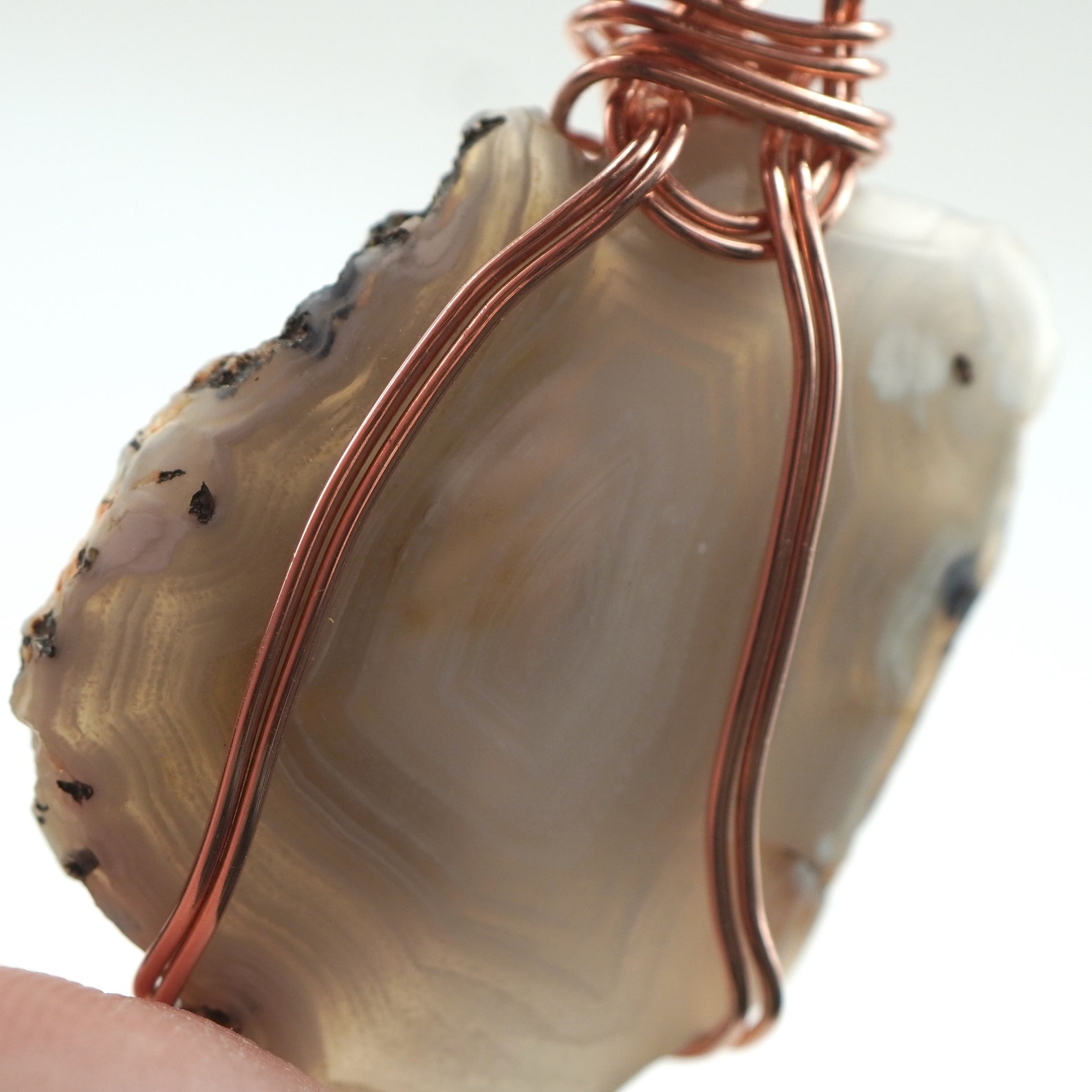 Arizona Banded Agate Copper Wire Wrapped Cabochon Pendant From Gila ...