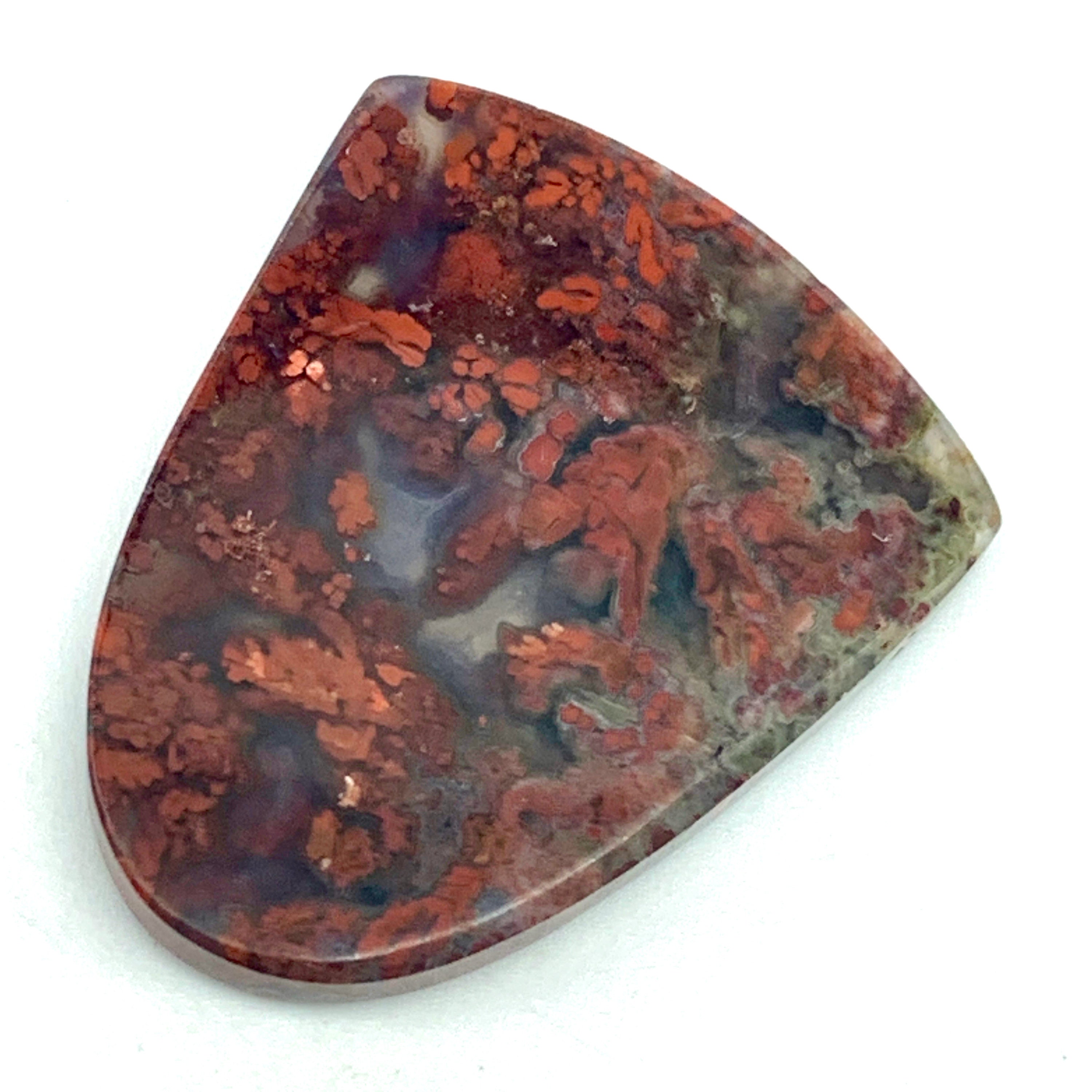 Bloody Basin Moss/plume Agate Cabochon 24.5 X 20.5 X 3 Mm From | Etsy