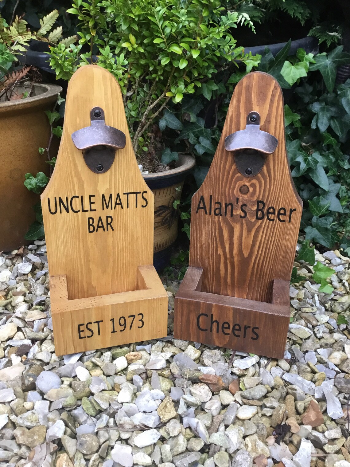 Personalised Wooden Bottle Opener Beer Cap Catcher House | Etsy