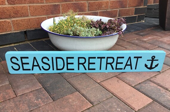 Solid Wooden Seaside Retreat Garden Sign Beach & Nautical | Etsy UK