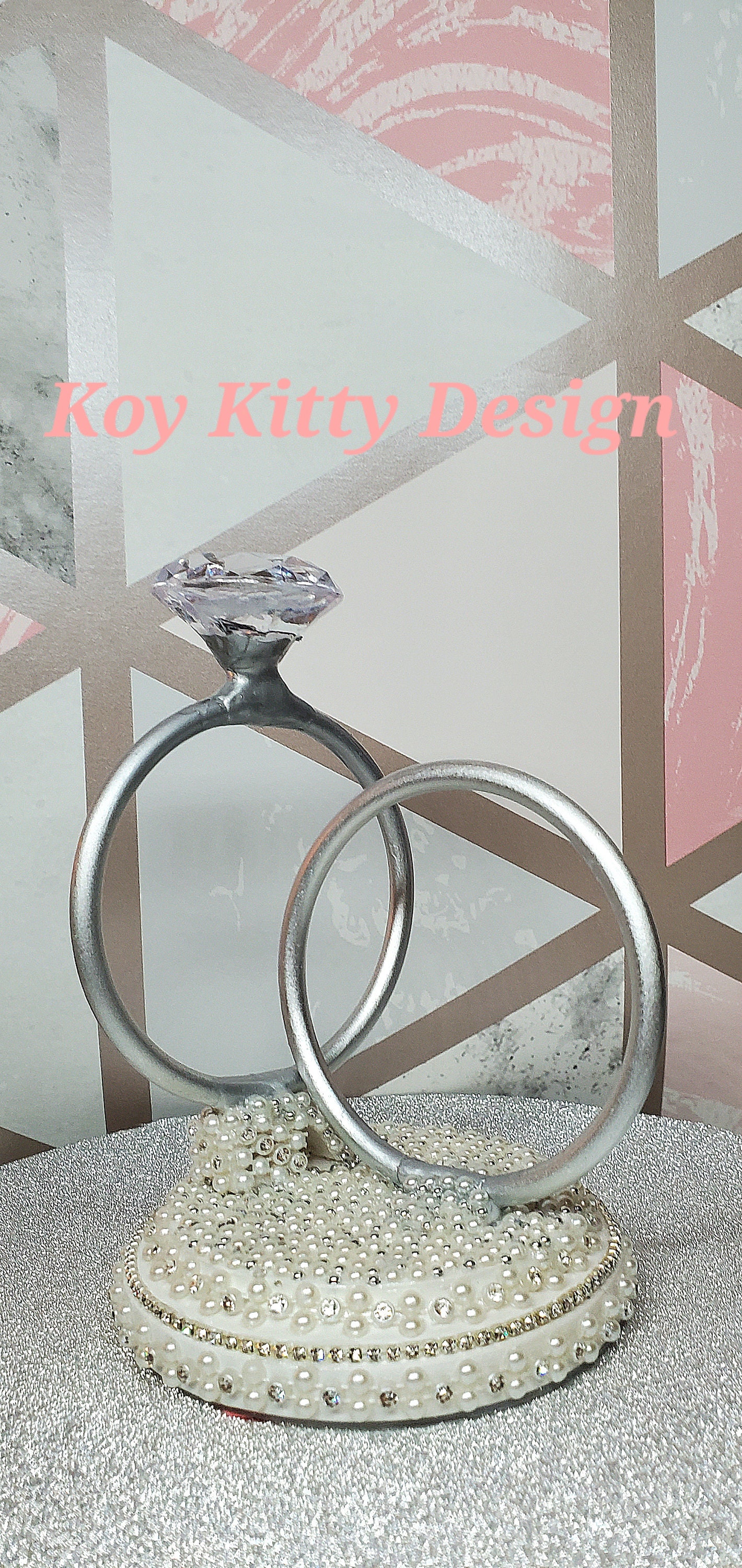 Silver and Pearl Wedding Rings Cake Topper - Etsy