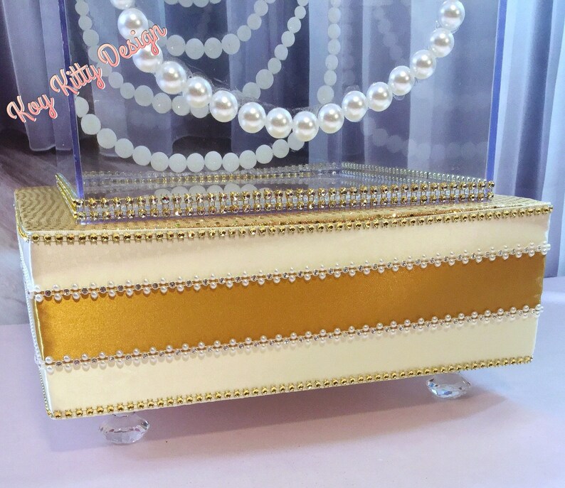 Clear Acrylic Card Box, 1920s Gold and Pearl Great Gatsby Style Wedding ...