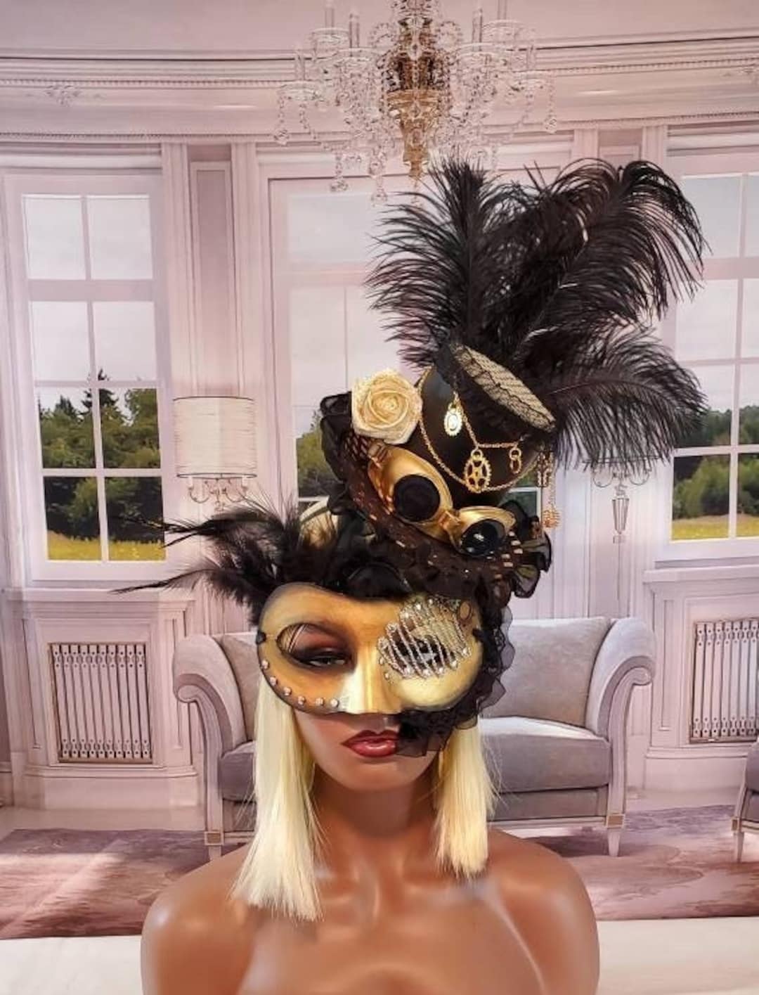 Victorian Steampunk Masquerade Mask Mini Top Hat Halloween Steampunk ...