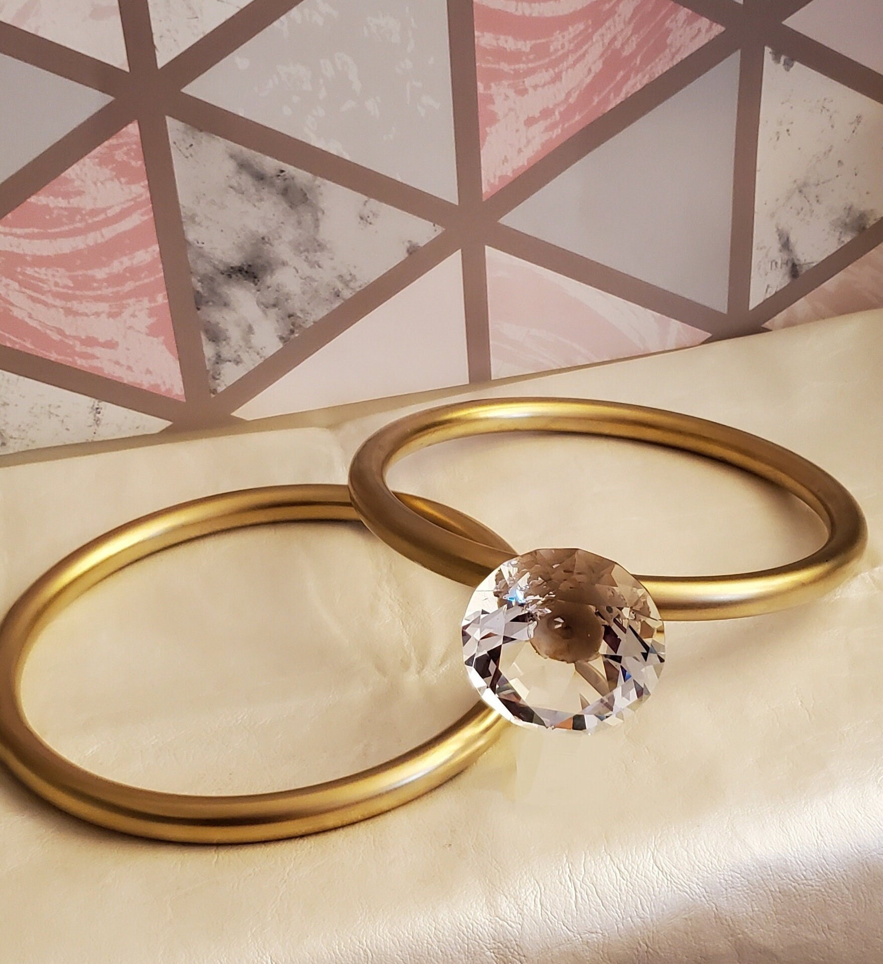 Large Wedding Ring Centerpiece Contemporary Gold Diamond Wedding Table ...