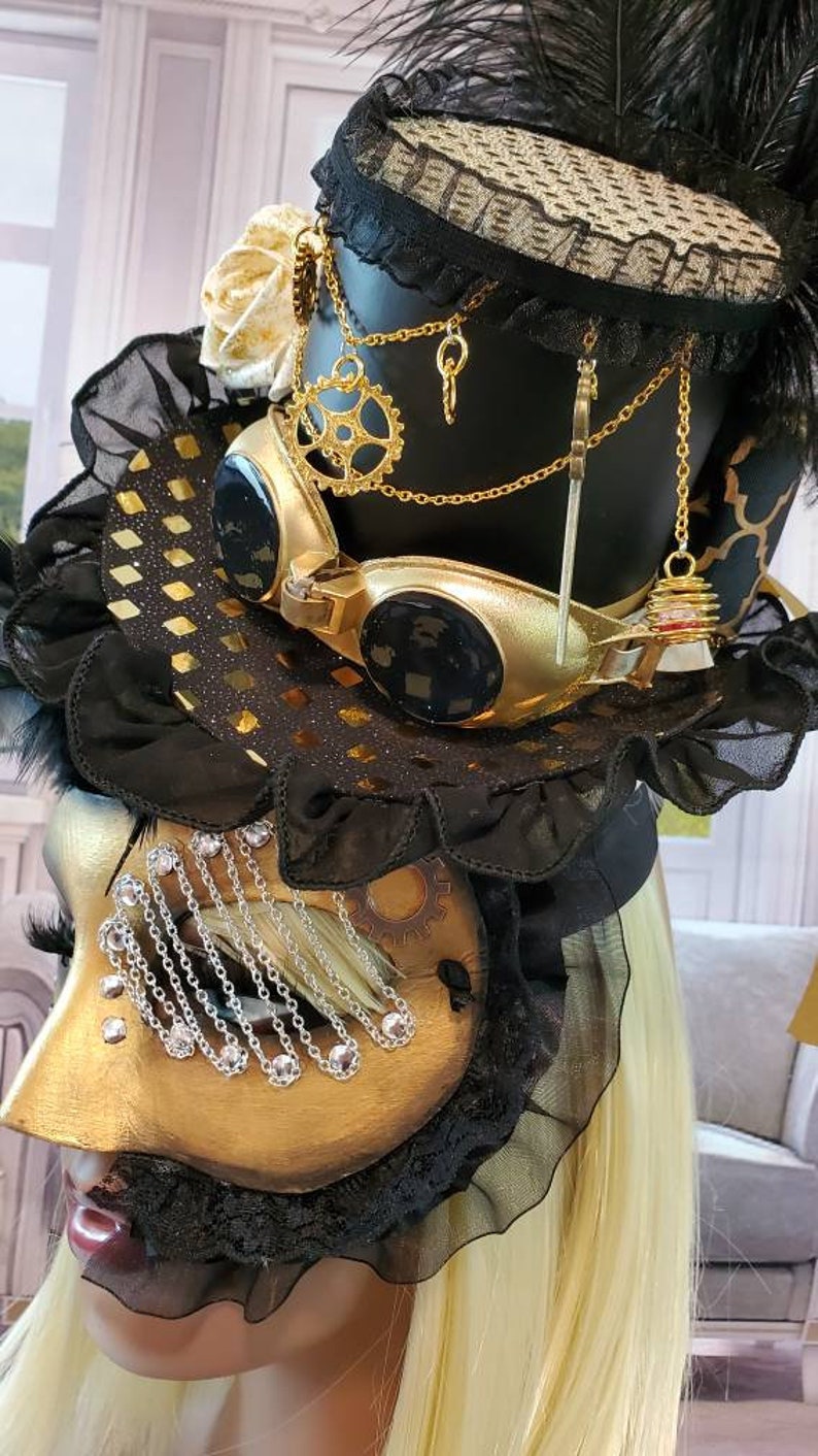 Victorian Steampunk Masquerade Mask Mini Top Hat Halloween Steampunk ...