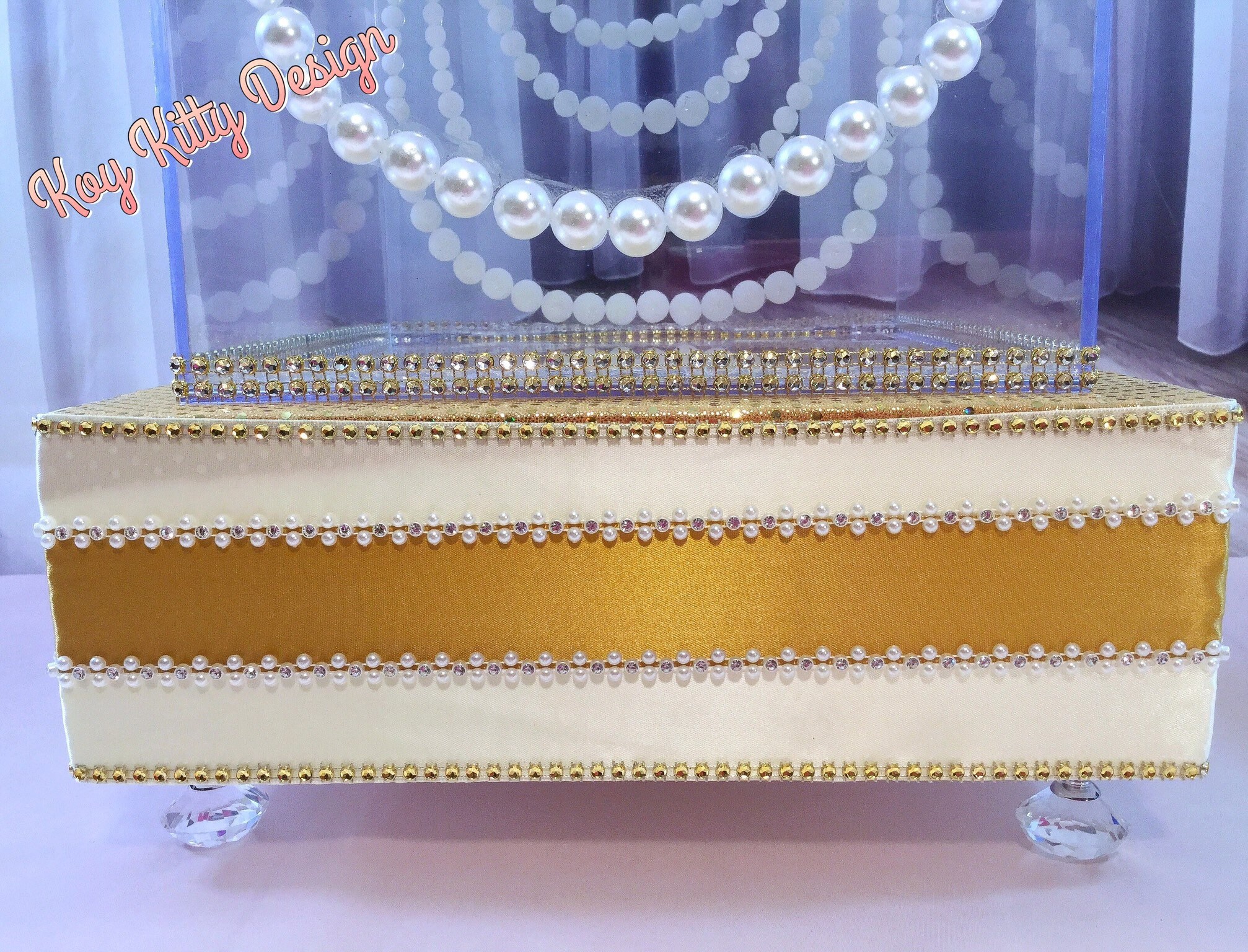 Clear Acrylic Card Box, 1920s Gold and Pearl Great Gatsby Style Wedding ...