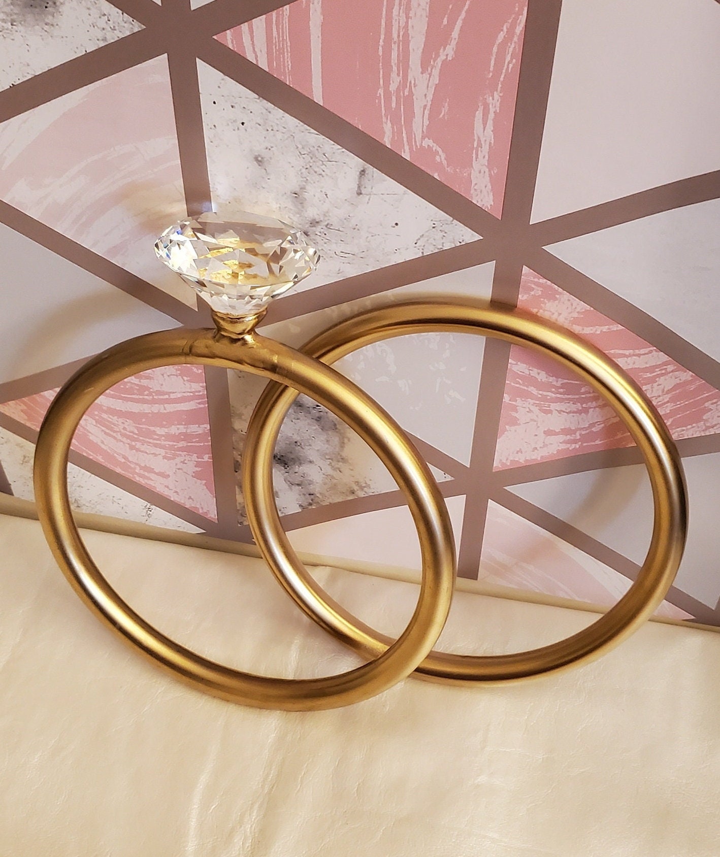 Large Wedding Ring Centerpiece Contemporary Gold Diamond Wedding Table ...