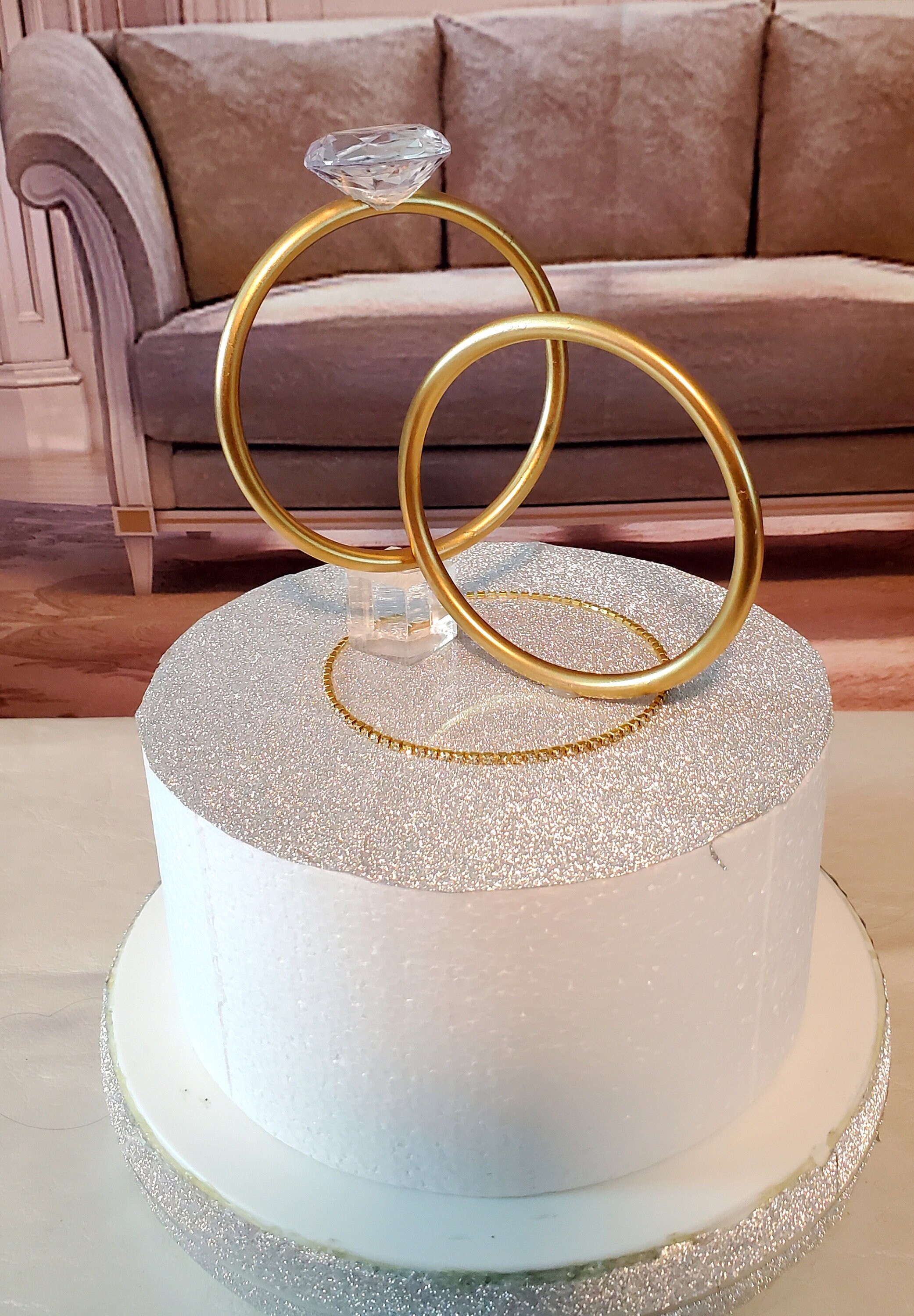 Gold Diamond Ring Wedding Engagement Cake Topper Centerpiece - Etsy