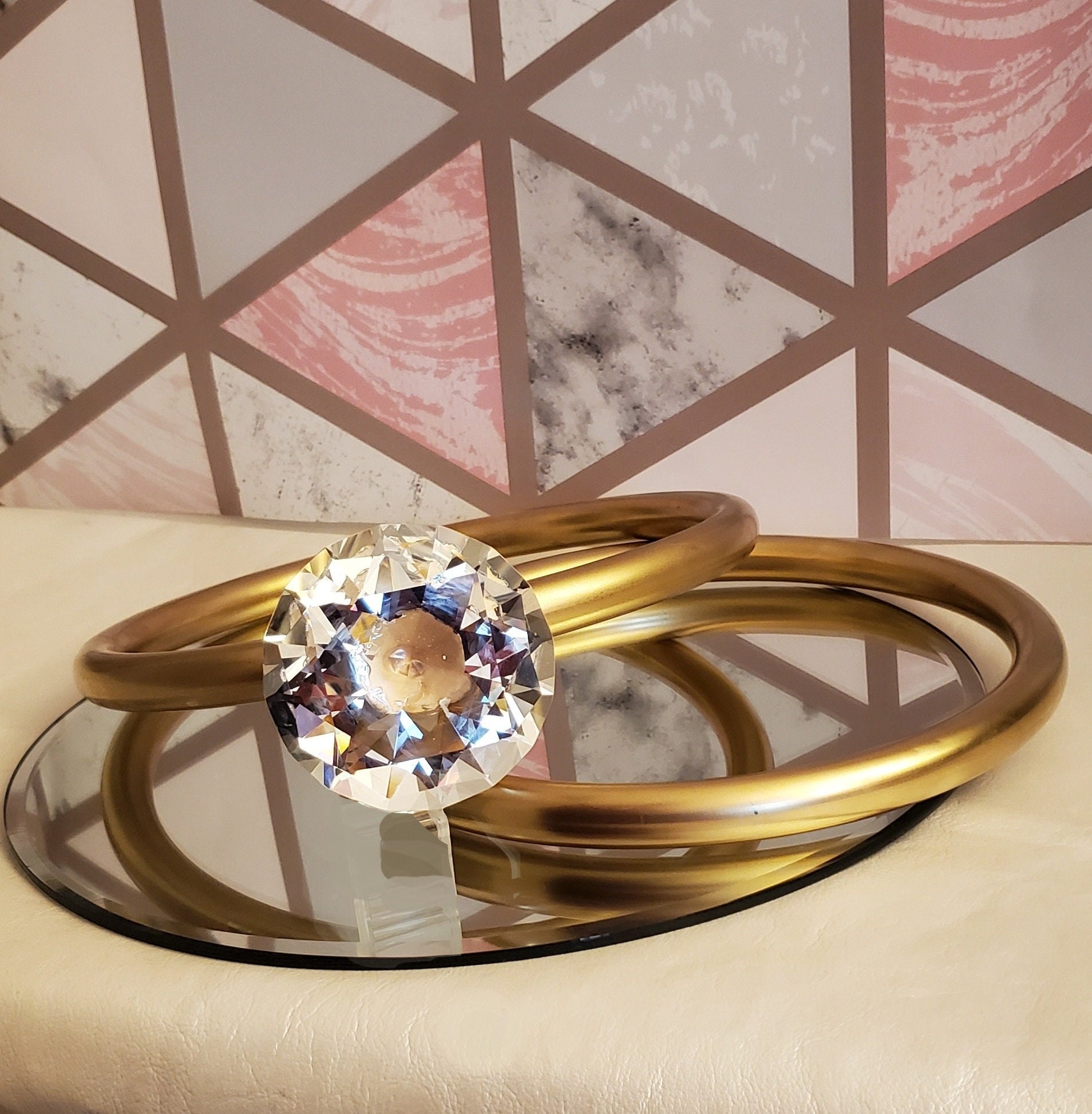Large Wedding Ring Centerpiece Contemporary Gold Diamond Wedding Table ...