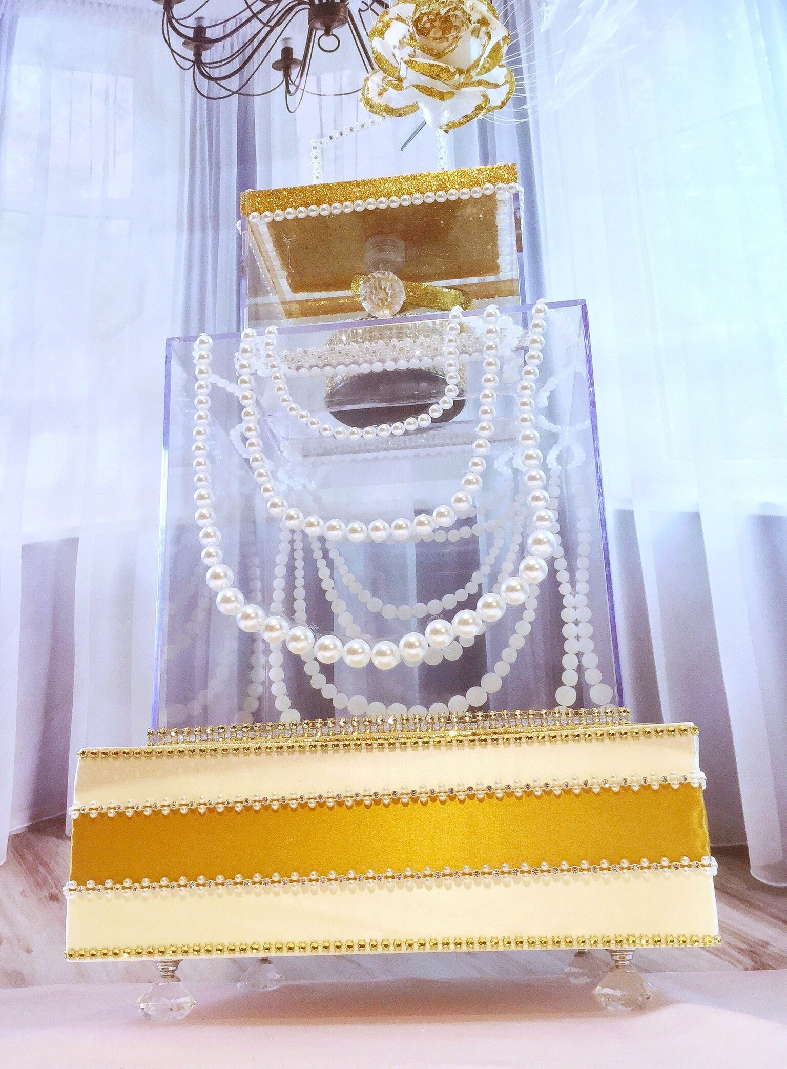 Old Hollywood Glam Clear Acrylic Gold and Pearl Great Gatsby Style ...