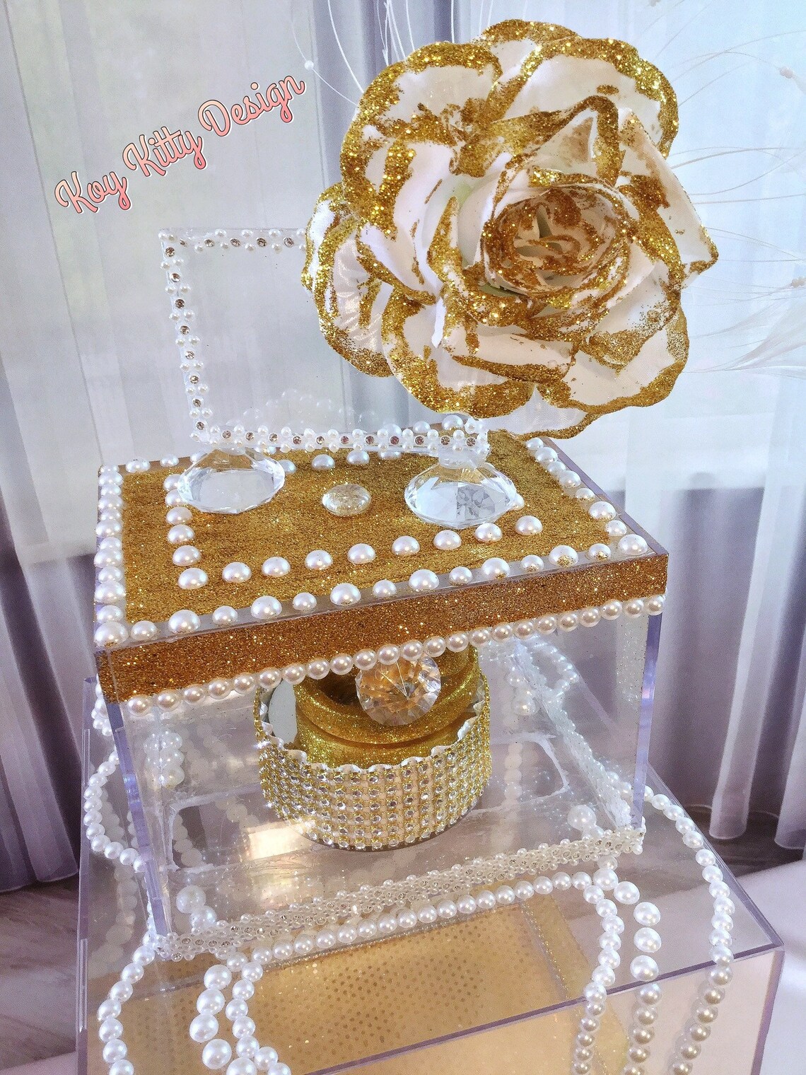 Old Hollywood Glam Clear Acrylic Gold and Pearl Great Gatsby Style ...