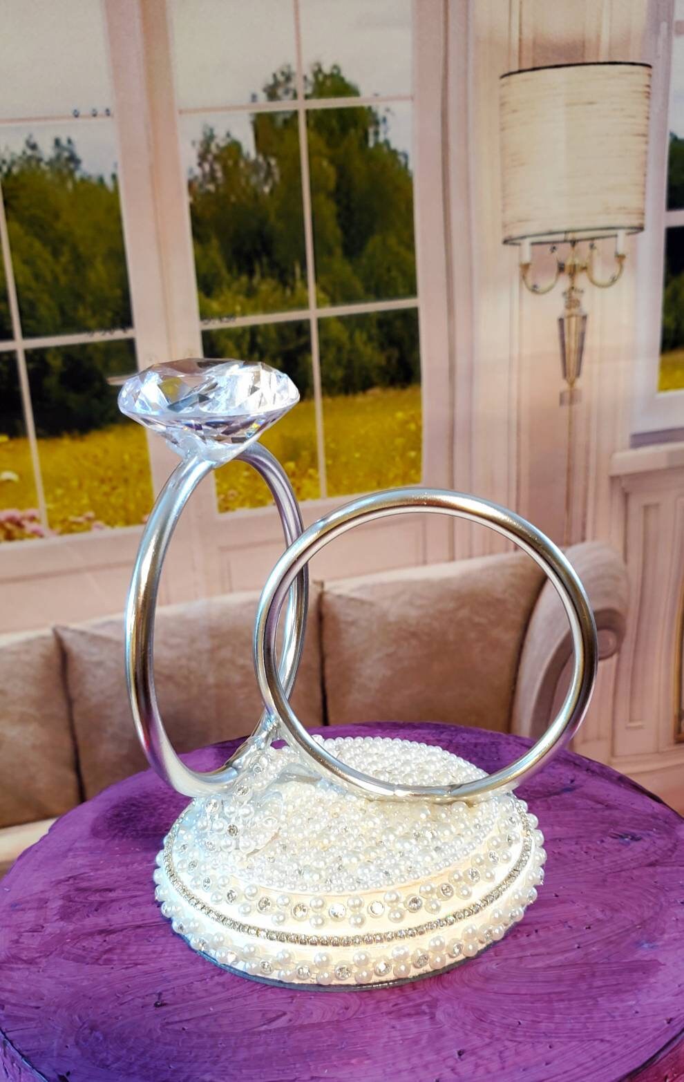 Silver and Pearl Wedding Rings Cake Topper - Etsy