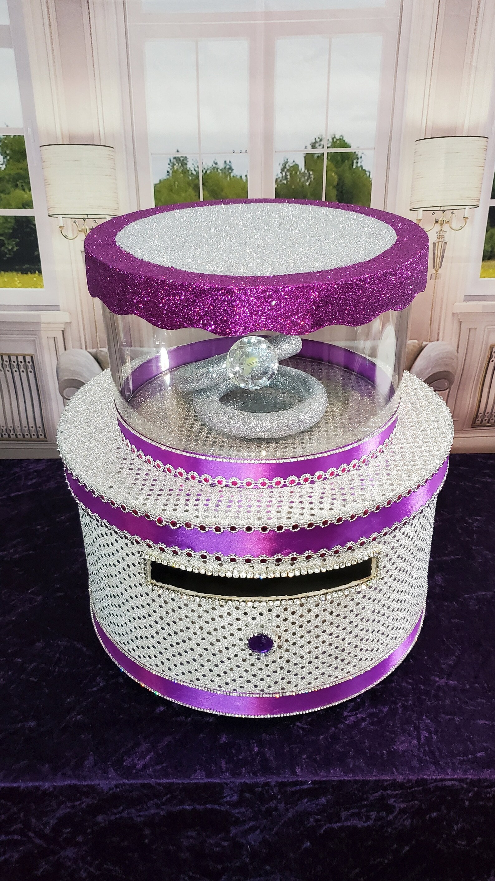 Purple and Silver Bling Wedding Card Box Bling Card Box - Etsy