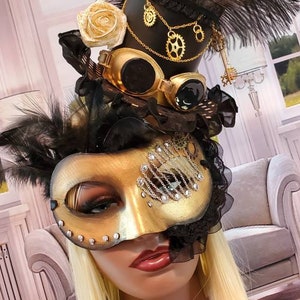 Victorian Steampunk Masquerade Mask Mini Top Hat Halloween Steampunk ...