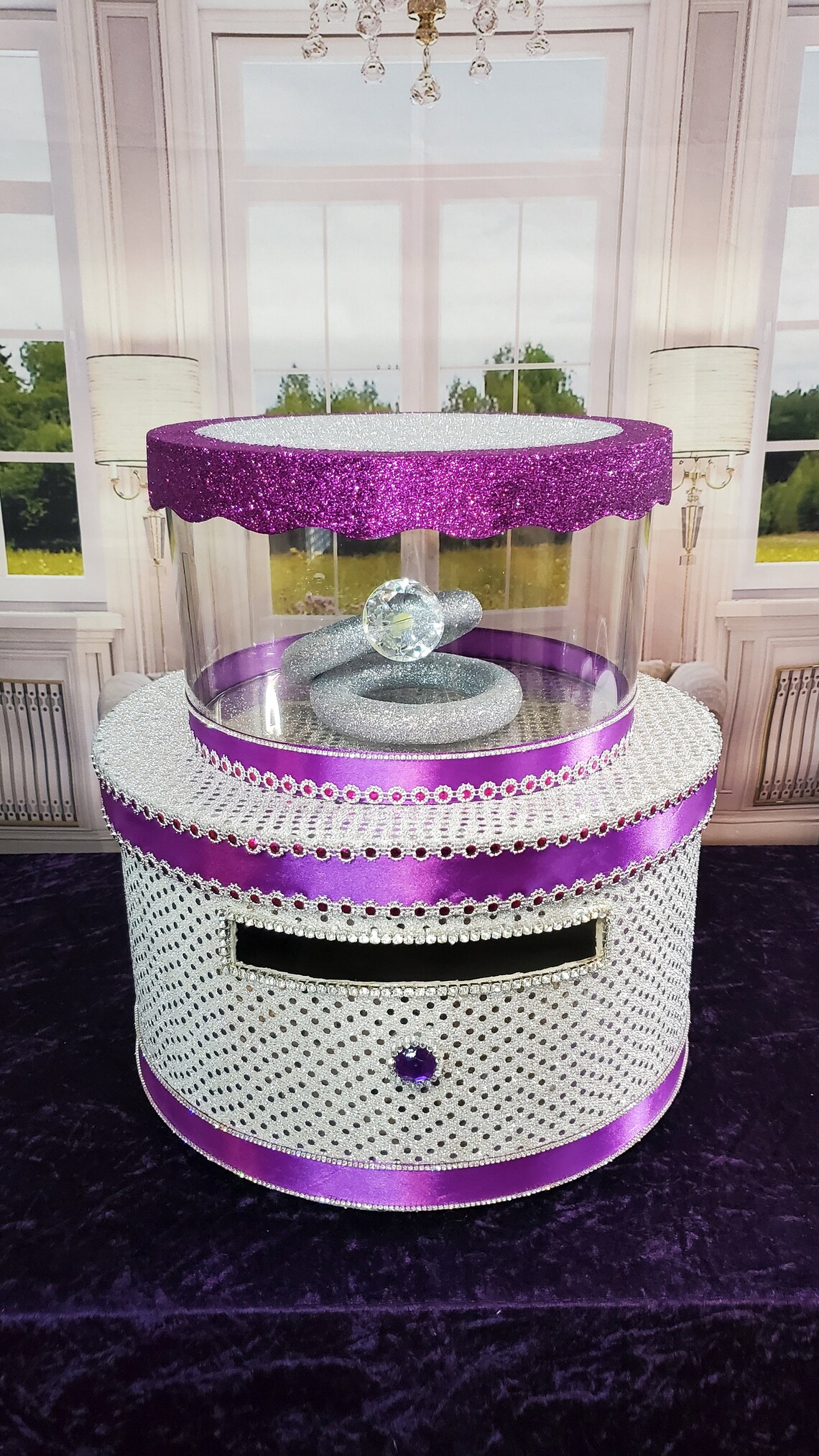 Purple and Silver Bling Wedding Card Box Bling Card Box | Etsy