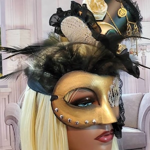 Victorian Steampunk Masquerade Mask Mini Top Hat Halloween Steampunk ...