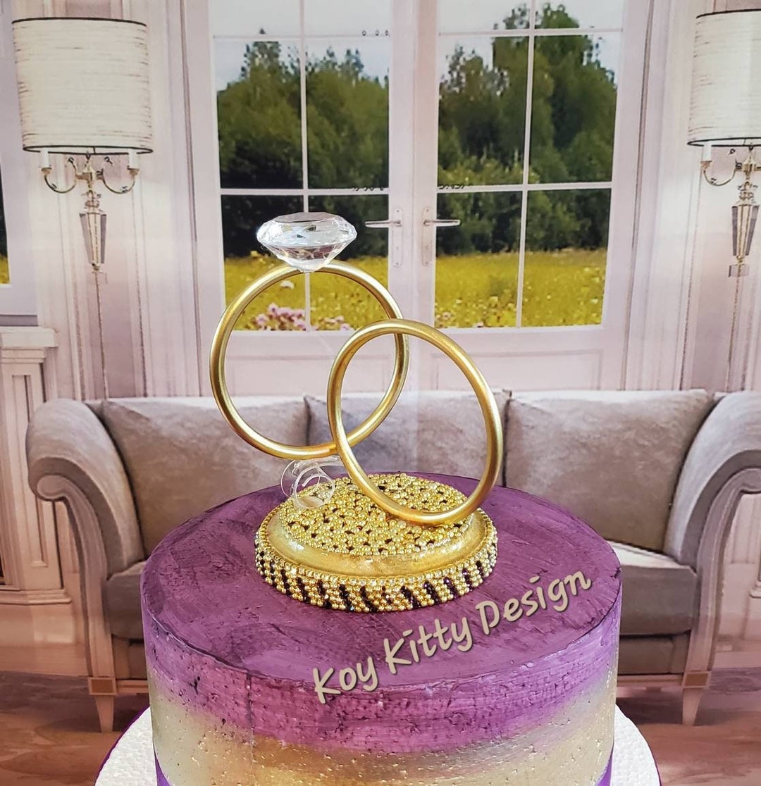 Gold Wedding Ring Cake Topper Engagement Ring Cake Topper - Etsy