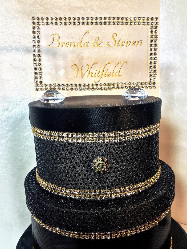 Black Wedding Card Box Gold Bling Card Box Rhinestone Money - Etsy