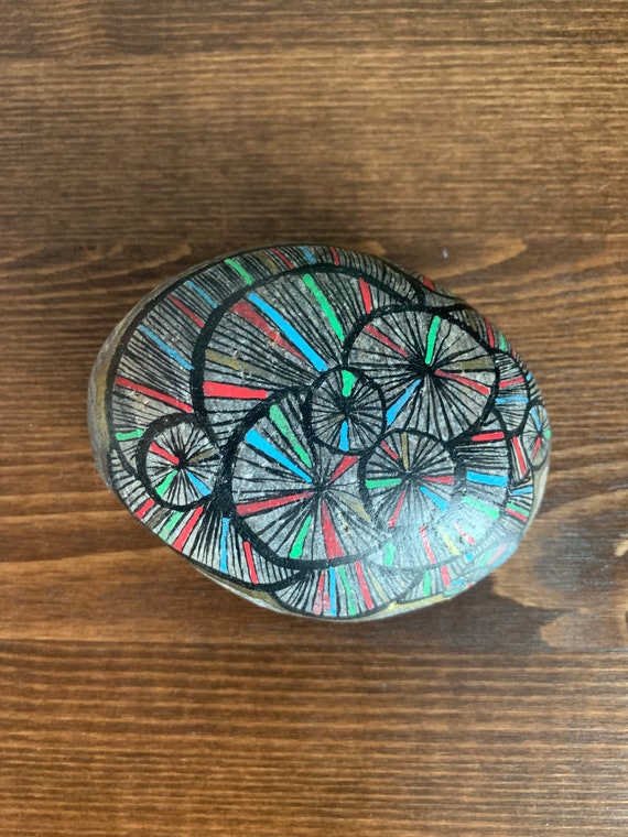 Abstract Shapes With Color and Gold Rock Art | Etsy